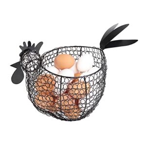 rural365 black metal chicken egg basket – egg basket for gathering fresh eggs – rustic decor chicken basket egg holder