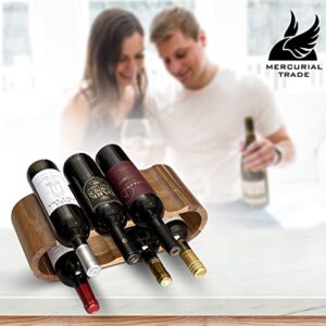 Mercurial Trade Wine Rack Free Standing 8 Bottle Acacia Wine Racks Countertop Cabinet Wine Holder Stand Wine Storage Shelf for Kitchen, Bar, Pantry