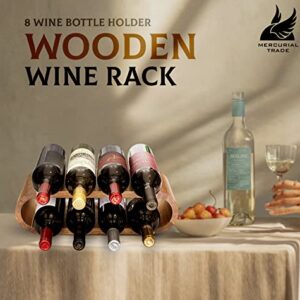 Mercurial Trade Wine Rack Free Standing 8 Bottle Acacia Wine Racks Countertop Cabinet Wine Holder Stand Wine Storage Shelf for Kitchen, Bar, Pantry