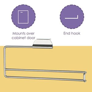 Over-The-Cabinet Paper Towel Holder For Kitchen (Satin Nickel), By Home Basics | Steel Paper Towel Holder For Cabinet Door