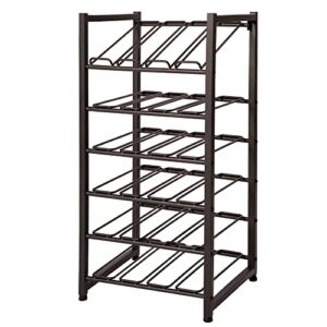 neatfreak freestanding wine rack stackable bottle holder for up to 24 wine bottles – industrial kitchen storage bottle display stand – matte black metal construction – 16.5 x 13.5 x 31.6in