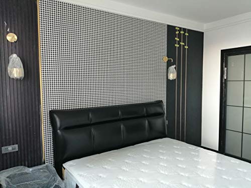 Self Adhesive Vinyl Black and White Shelf Liner Contact Paper Houndstooth Plaid Dresser Drawer Liner Sticker Peel and Stick Wallpaper Removable 17.7x117 Inches