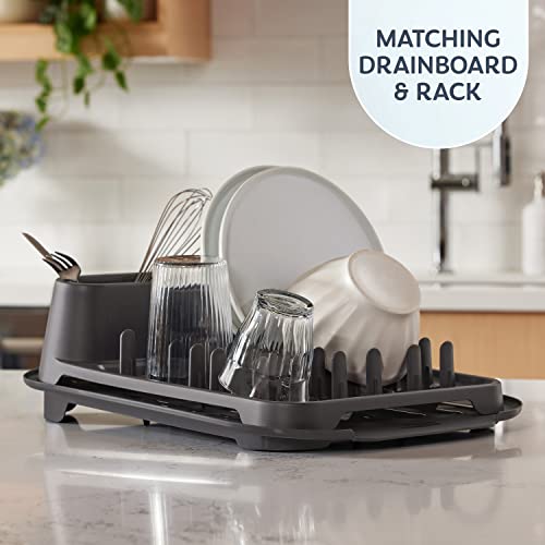 Rubbermaid Dish Drying Rack with Drainboard, Raven Grey, 2-Piece Set