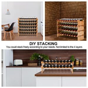 Ekomx Stackable Modular Wine Rack, 36 Bottle Freestanding Storage Bamboo Wine Holder Display Shelves, Sturdy and Durable, Wobble-Free, Perfect for Bar, Wine Cellar, Basement, Cabinet, Pantry(9x4 Rows)