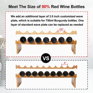 Ekomx Stackable Modular Wine Rack, 36 Bottle Freestanding Storage Bamboo Wine Holder Display Shelves, Sturdy and Durable, Wobble-Free, Perfect for Bar, Wine Cellar, Basement, Cabinet, Pantry(9x4 Rows)