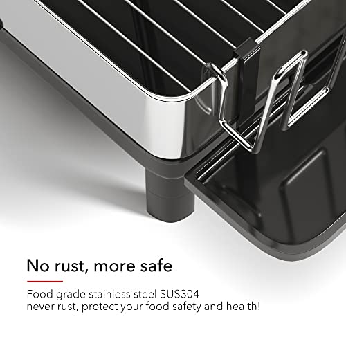 niffgaff Dish Drying Rack with Automatic Drainage System, Fingerprint-Proof Stainless Steel 304 Frame, A1908S-1