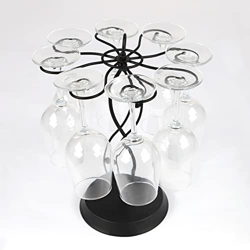 HomeRoots Wine 8-Glass Holder For Kitchen, Freestanding Countertop Stemware 8-Wine Glass Holder