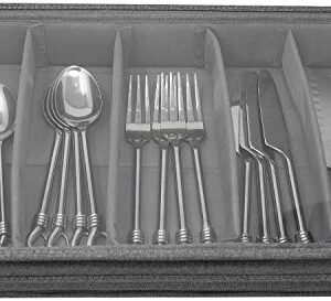 Sorbus Flatware Storage Chest with Clear Lid, Great Fabric Container Box for Organizing Utensils, Silverware, Flatware, Large Capacity, Gray