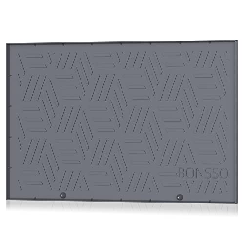 BONSSO Under Sink Mat Kitchen & Bathroom Cabinet Liner, 34" x 22" Silicone Waterproof Under Sink Drip Tray, Hold up to 2.75 Gallons Liquid, Cool Grey