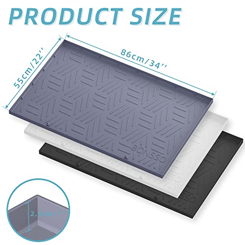 BONSSO Under Sink Mat Kitchen & Bathroom Cabinet Liner, 34" x 22" Silicone Waterproof Under Sink Drip Tray, Hold up to 2.75 Gallons Liquid, Cool Grey