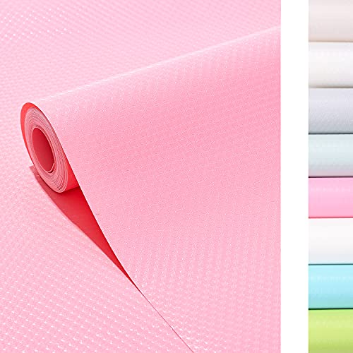 Rxemohesuoh Original Non-slip Drawer and Shelf Liner,Eco-friendly Materials,Non Adhesive,Powerful Grip,Soft cut,Durable and Reusable,17.5IN x 20FT Roll,For Drawers,Shelves,Cabinets,Tables,Kitchen,Pink