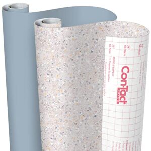 con-tact brand duo-packs creative covering diy shelf-adhesive vinyl drawer and shelf liner, 18″” x 16′, 2 pack (terrazzo blush / ocean blue)