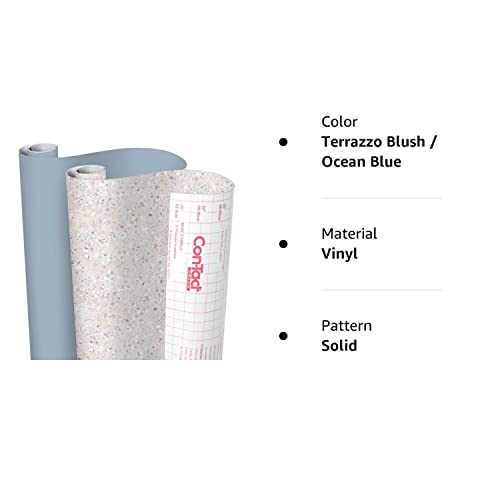 Con-Tact Brand Duo-Packs Creative Covering DIY Shelf-Adhesive Vinyl Drawer and Shelf Liner, 18"" x 16', 2 Pack (Terrazzo Blush / Ocean Blue)