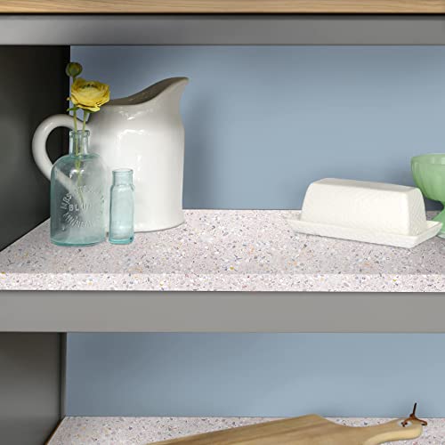 Con-Tact Brand Duo-Packs Creative Covering DIY Shelf-Adhesive Vinyl Drawer and Shelf Liner, 18"" x 16', 2 Pack (Terrazzo Blush / Ocean Blue)