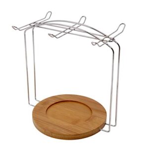 jusalpha teacup-coffee mug holder with bamboo stand for saucer, teacup display stand, capacity 6