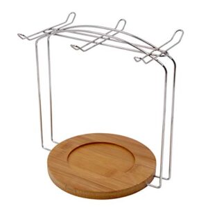 Jusalpha Teacup-Coffee Mug Holder with Bamboo Stand for Saucer, Teacup Display Stand, Capacity 6