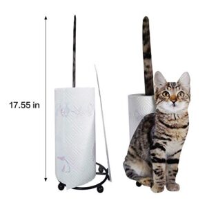 oUUoNNo Funny Cat Paper Towel Holder Standing Cat Toilet Paper Towel Dispenser for Kitchen Table Bathrooms Cat Decorations for Home Tissue Toilet Roll Orgainzer