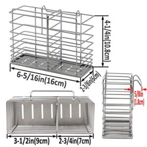 kaileyouxiangongsi Utensil Drying Rack/Chopsticks/Spoon/Fork/Knife Drainer Basket Flatware Storage Drainer,2 Divided Compartments, Sturdy 304 Stainless Steel, Rust Proof