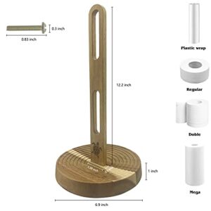 Moietin Paper Towel Holder &, Farmhouse Wooden Toilet Paper Holder Stand Fits Standard Jumbo Rolls, Dispenser for Kitchen Bathroom Organization Storage (Pomelo Color)