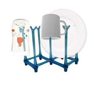 Retractable Cup Drying Rack, Drinking Glass and Sports Bottle Drainer Stand, Plastic Bag Dryer and Mug Tree for Kitchen Countertop