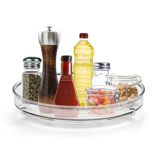 Ravinte Lazy Susan Turntable Organizer - Clear Plastic Rotating Storage Collection for Refrigerator - Spinning Round Spice Organizer for Kitchen Cabinets - 10.6 Inch 1 Pack