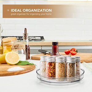 Ravinte Lazy Susan Turntable Organizer - Clear Plastic Rotating Storage Collection for Refrigerator - Spinning Round Spice Organizer for Kitchen Cabinets - 10.6 Inch 1 Pack