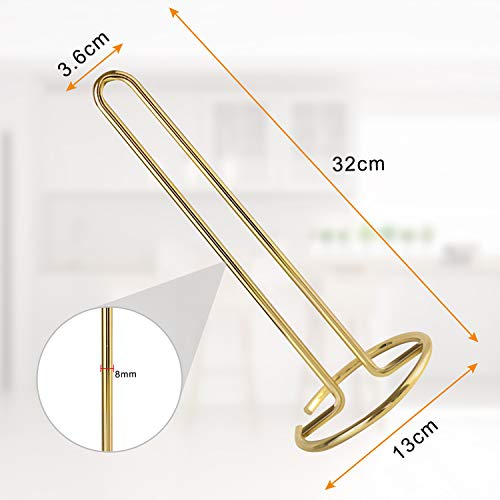 Supkiir Gold Paper Towel Holder, Standing Paper Towel Rack for Kitchen Counter, Bathroom Sink