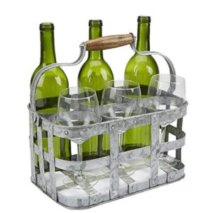 mind reader farmhouse bottle carrier 6 beer holder, 6 compartment, silver