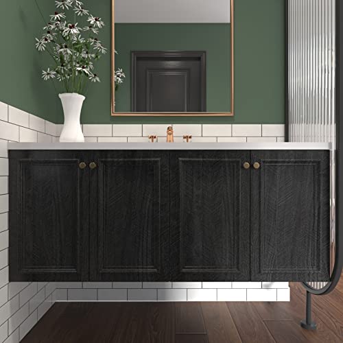 VIOPVERY Contact Paper 15.7"x393" Wood Wallpaper Peel and Stick Black Wood Grain Wall Paper Waterproof Easily Removable Self-Adhesive Film Wall Covering for Kitchen Countertop Cabinet Shelf Liner