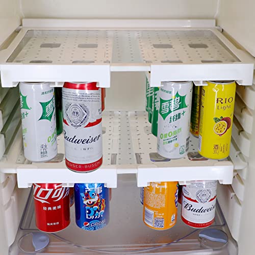 ZWMBYN Hanging Fridge Soda Can Organizer, Pull-out Fridge Drink Can Holder Drawer Organizer, Fridge Shelf Holder Storage Drink Beverage Dispenser Rack for Refrigerator Fit for 0.6in Fridge Shelf