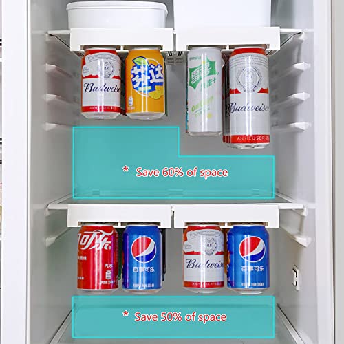 ZWMBYN Hanging Fridge Soda Can Organizer, Pull-out Fridge Drink Can Holder Drawer Organizer, Fridge Shelf Holder Storage Drink Beverage Dispenser Rack for Refrigerator Fit for 0.6in Fridge Shelf