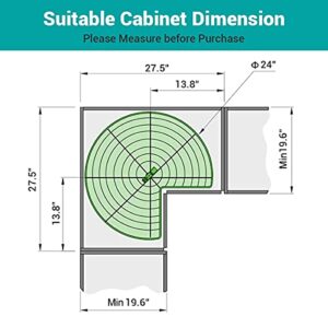 UBACKS 24 Inch Lazy Susan Kitchen Cabinet Organizer, Kidney Shape Lazy Susan Turnable