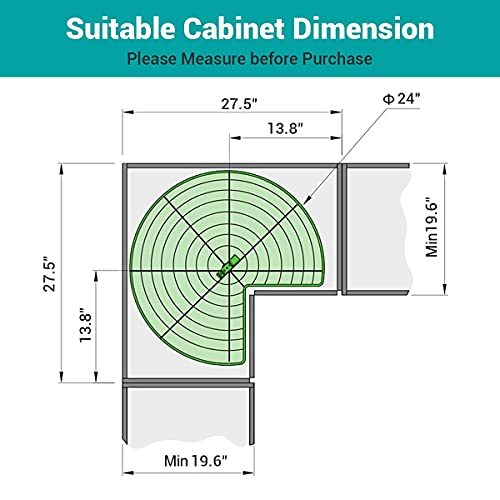 UBACKS 24 Inch Lazy Susan Kitchen Cabinet Organizer, Kidney Shape Lazy Susan Turnable