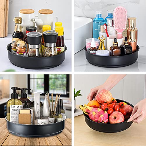 Lazy Susan Organizer Lazy Susan Turntable for Cabinet, 9.84 inch Stainless Steel Spice Rack Trays Storage for Kitchen Bathroom Pantry Cabinet Cupboard Table Organization, Black