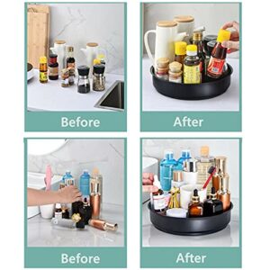 Lazy Susan Organizer Lazy Susan Turntable for Cabinet, 9.84 inch Stainless Steel Spice Rack Trays Storage for Kitchen Bathroom Pantry Cabinet Cupboard Table Organization, Black