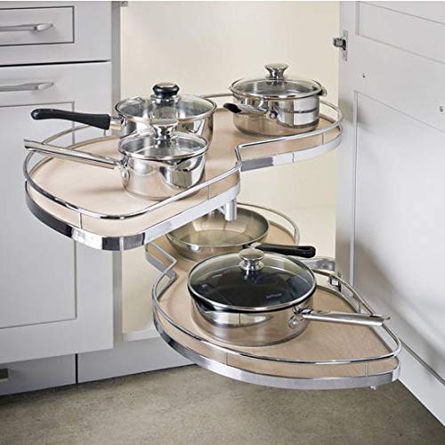 Lemans II Set 2-Shelf Lazy Susan with Soft-Close for Blind Base Corner Cabinets (884 sq. Model 50, Tray Size: 18", Swings Left)