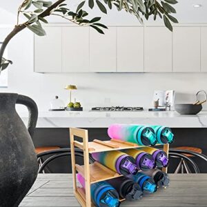 UCandy Water Bottle Organizer for Cabinet,12 Freestanding Bamboo Water Bottle Holder,Cup Organizer,Sturdy Water Bottle Organizer Rack for Cabinet, Kitchen, Countertop