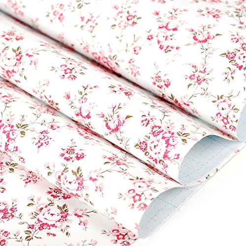 Self Adhesive Vinyl Decorative Floral Contact Paper Drawer Shelf Liner Removable Peel and Stick Wallpaper for Kitchen Cabinets Dresser Arts and Crafts Decor (17.7x78.7 Inches)