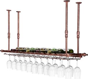 wine glass holder creative hanging wine glass holder upside down wine glass holde hanging wine glass holde -47.3″, can hang 30 glasses and 11 red wine bottles