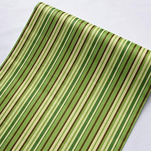 Yifely Peel & Stick Shelf Liner Removable Furniture Paper for Covering Apartment Old Cabinets Drawers, Green Stripes, 17.7 Inch by 9.8 Feet