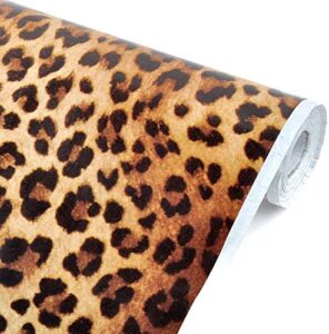 yazi 18in x 33ft sexy leopard print wallpaper with self-adhesive removable pvc wall sticker shelf drawer liner, pvc mat.(cover 48 sq.ft)