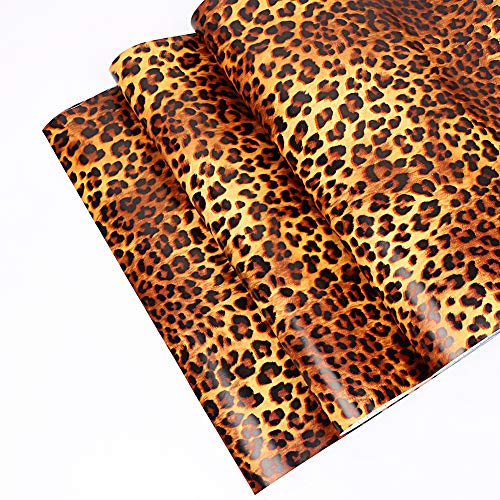 yazi 18in X 33ft Sexy Leopard Print Wallpaper with Self-Adhesive Removable PVC Wall Sticker Shelf Drawer Liner, PVC Mat.(Cover 48 sq.ft)