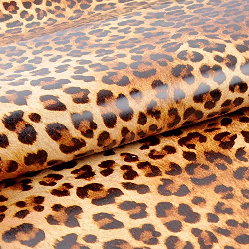 yazi 18in X 33ft Sexy Leopard Print Wallpaper with Self-Adhesive Removable PVC Wall Sticker Shelf Drawer Liner, PVC Mat.(Cover 48 sq.ft)