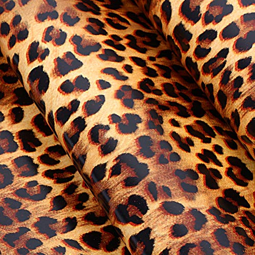 yazi 18in X 33ft Sexy Leopard Print Wallpaper with Self-Adhesive Removable PVC Wall Sticker Shelf Drawer Liner, PVC Mat.(Cover 48 sq.ft)