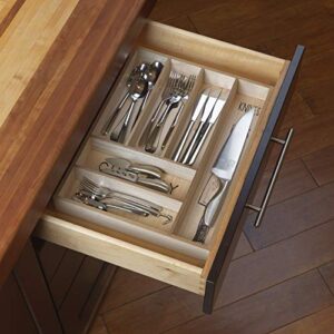 10 Street Home Large Wood Decorative Flatware Organizer For Kitchen Drawer, with 6 Compartments; Silverware and Utensil Holder