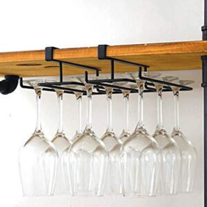 Bafvt Wine Glass And Mug Holder - 3 Rows Stemware Rack Under Cabinet25cm - black 304 Stainless Steel Hanger Storage Shelf, Fit for The Cabinet 0.8“ or Less