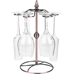 2 Pack Countertop Wine Glass Rack with 6 Hooks Tabletop Wine Glass Stand,Metal Stemware Holder Stand Freestanding Wine Glass Holder Display Rack Elegant Stemware Storage Rack for Home Storage,Bronze