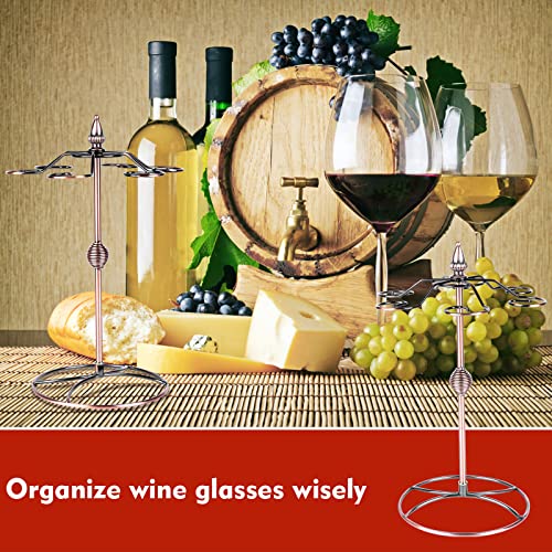 2 Pack Countertop Wine Glass Rack with 6 Hooks Tabletop Wine Glass Stand,Metal Stemware Holder Stand Freestanding Wine Glass Holder Display Rack Elegant Stemware Storage Rack for Home Storage,Bronze