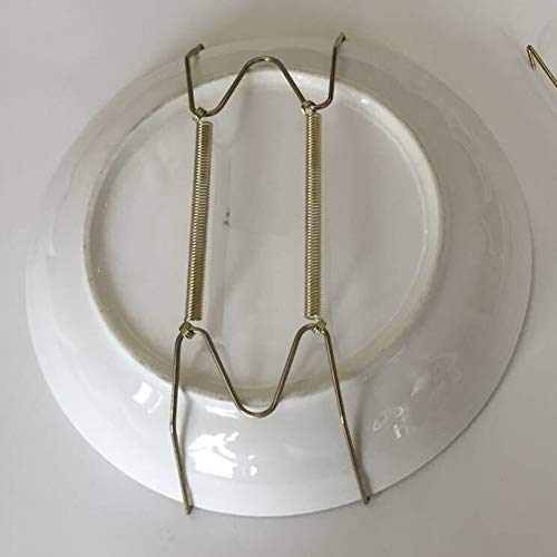 6 Pieces 8" Plate Hangers Invisible Wall Plate Hanger Spring Style Invisible Plate Tray Display Hanger Holds Decorative Plate Hanger 7.5" to 8.5" Plate, Golden-Color