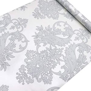 yifely grey floral shelving paper self adhesive shelf liner dresser drawer sticker 17.7 inch by 9.8 feet